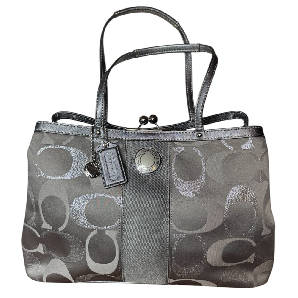 Coach - Signature Kiss Lock Carryall. Mint Condition - Gem